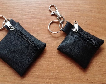 100% Real Genuine Leather Small Keyring Key Pouch Purse Wallet Coins ...