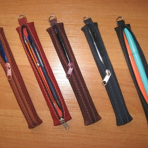 100% Real Genuine Leather Small Pencil Case Purse Pouch Wallet Pen ...