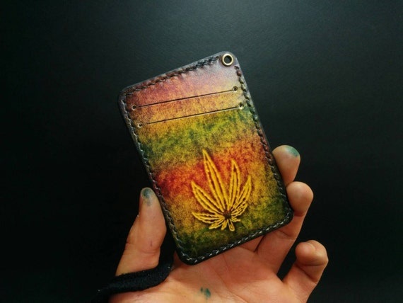 Rasta Leather Wallet Card Casevegetable Leather Purse - Etsy