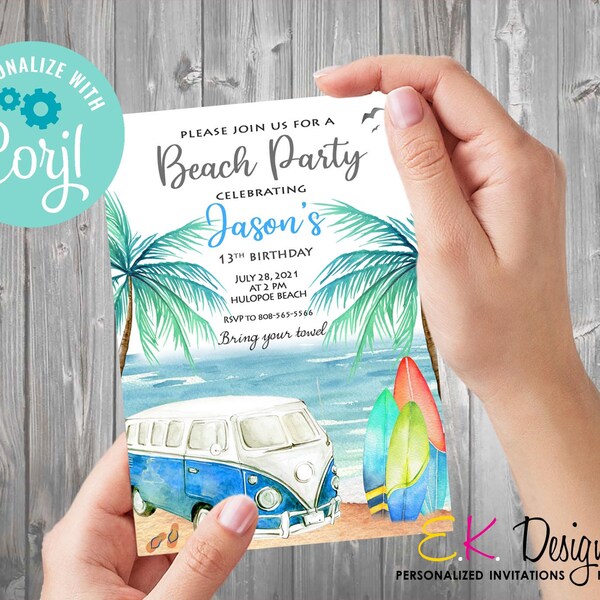 Surfing Invitation - Etsy