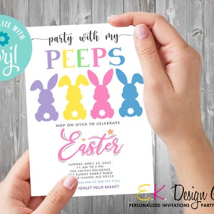 Easter Peeps Party Invitation Easter Egg Hunt Invite Easter Celebration ...