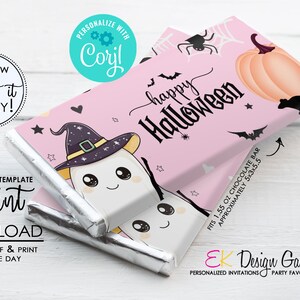 Editable Pink Halloween Candy Bar Wrapper: Spooky Birthday Party Favor ...