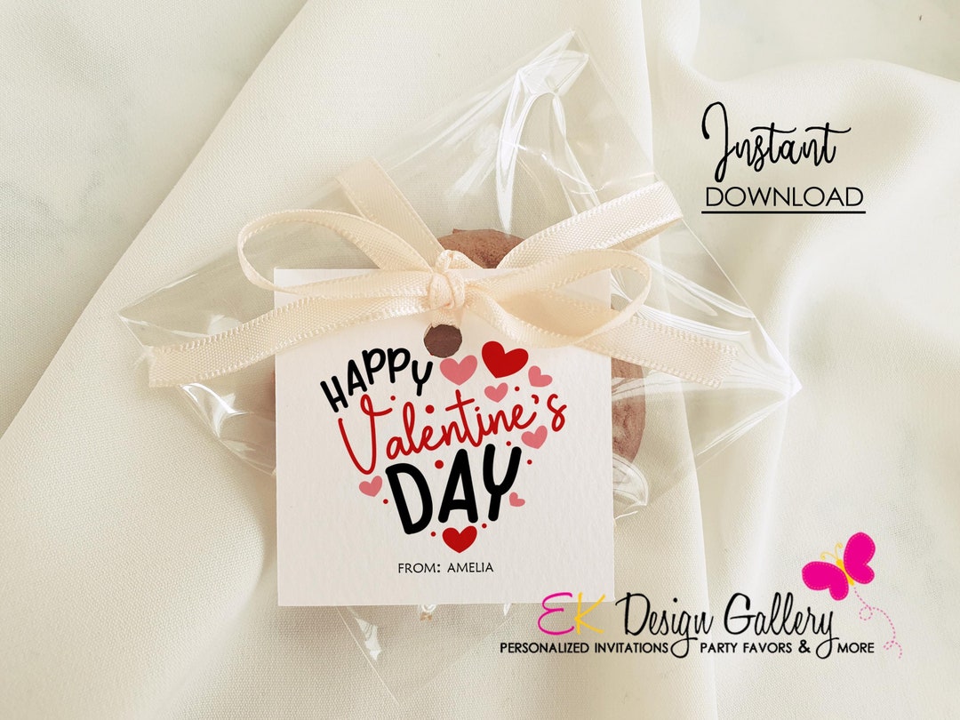 Happy Valentine's Day Heart Gift Tag Editable Valentines Gift Tag ...