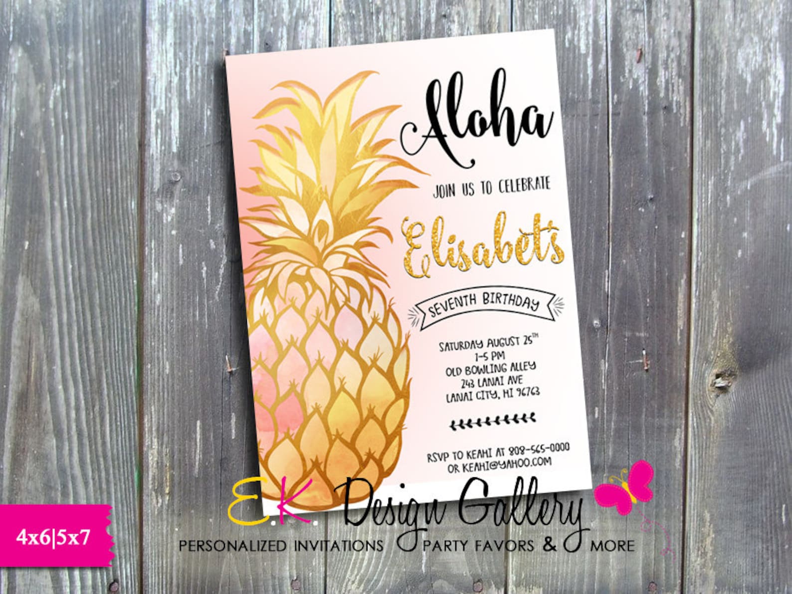 Pineapple Invitation Island Style Invitation Hawaiian Style | Etsy