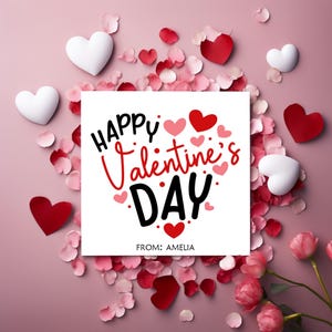 Happy Valentine's Day Heart Gift Tag Editable Valentines Gift Tag ...