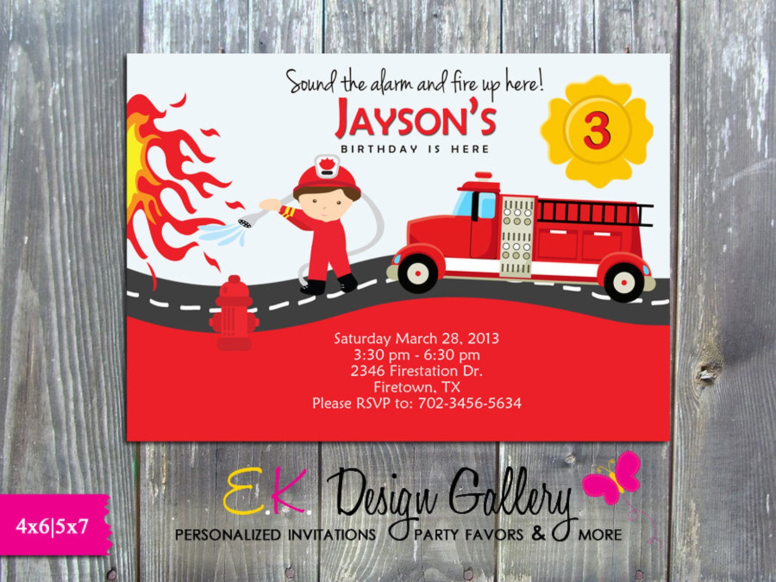 Fireman Invitation Firefighter Invitation Boy Birthday | Etsy
