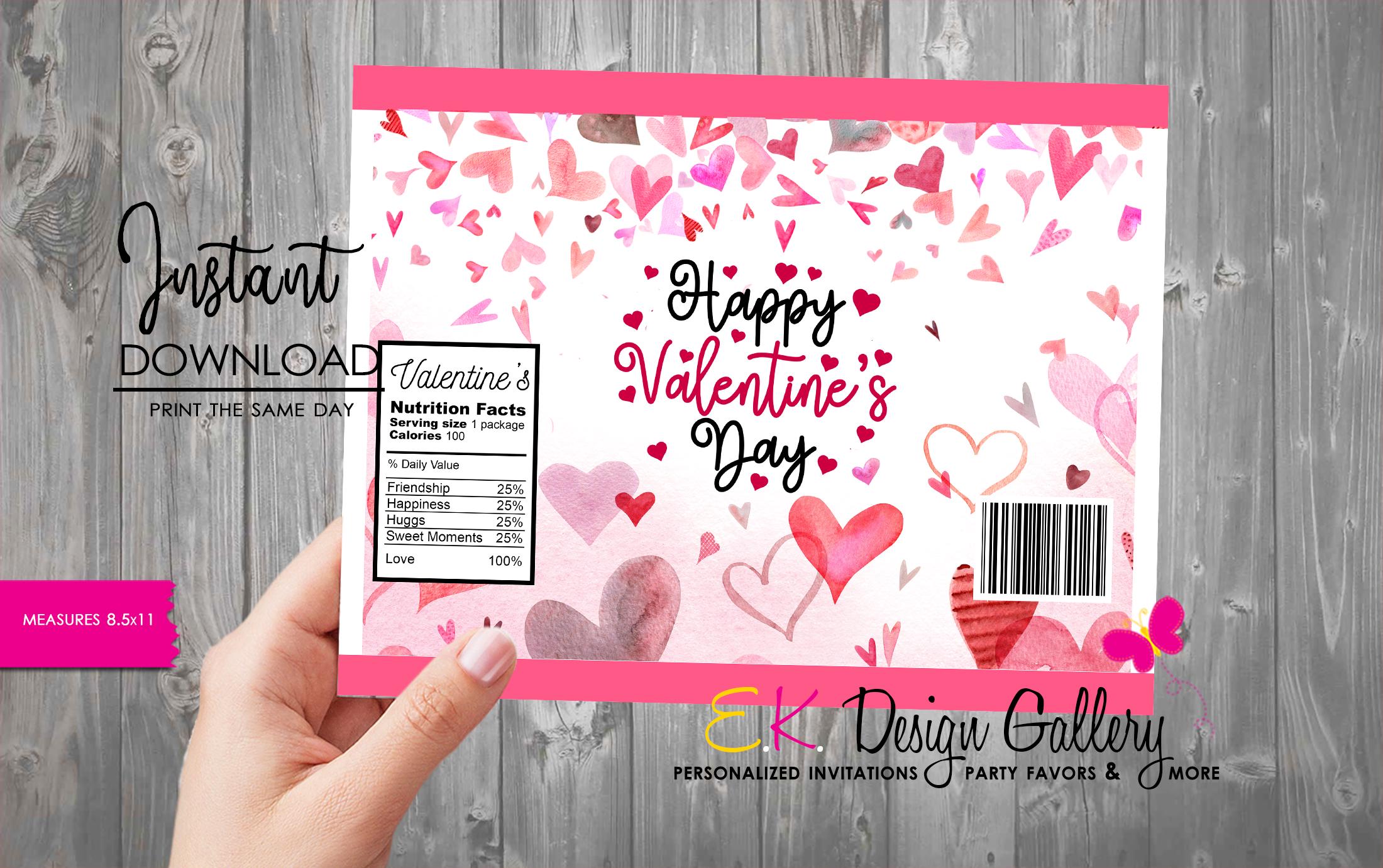 Valentine's Day Chip Bag: Classroom Exchange Treat Favor Bag (instant ...