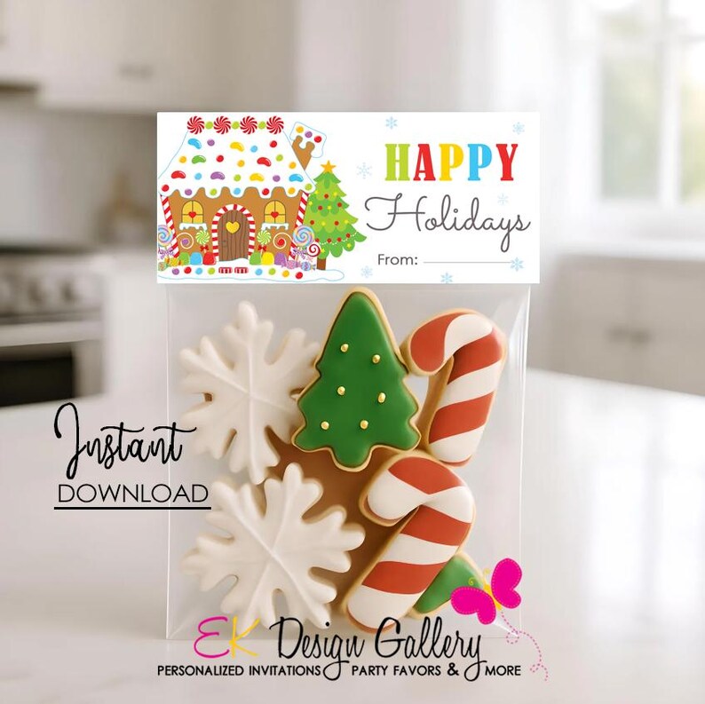 Gingerbread House Treat Bag Topper: Christmas Printable Treat Label ...