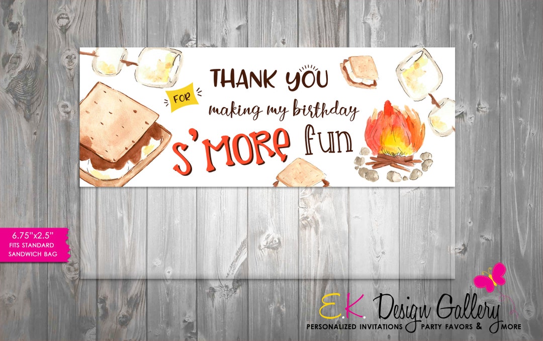 S'mores Bag Topper, Campfire Treats Bag, Thank You Favor, Bonfire ...