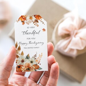 Floral Thanksgiving Gift Tag: Thankful for You Favor (digital Download ...