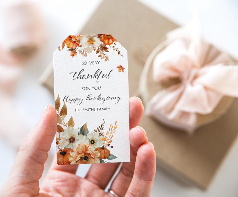 Happy Thanksgiving Gift Tag: Printable Thank You Label (digital ...