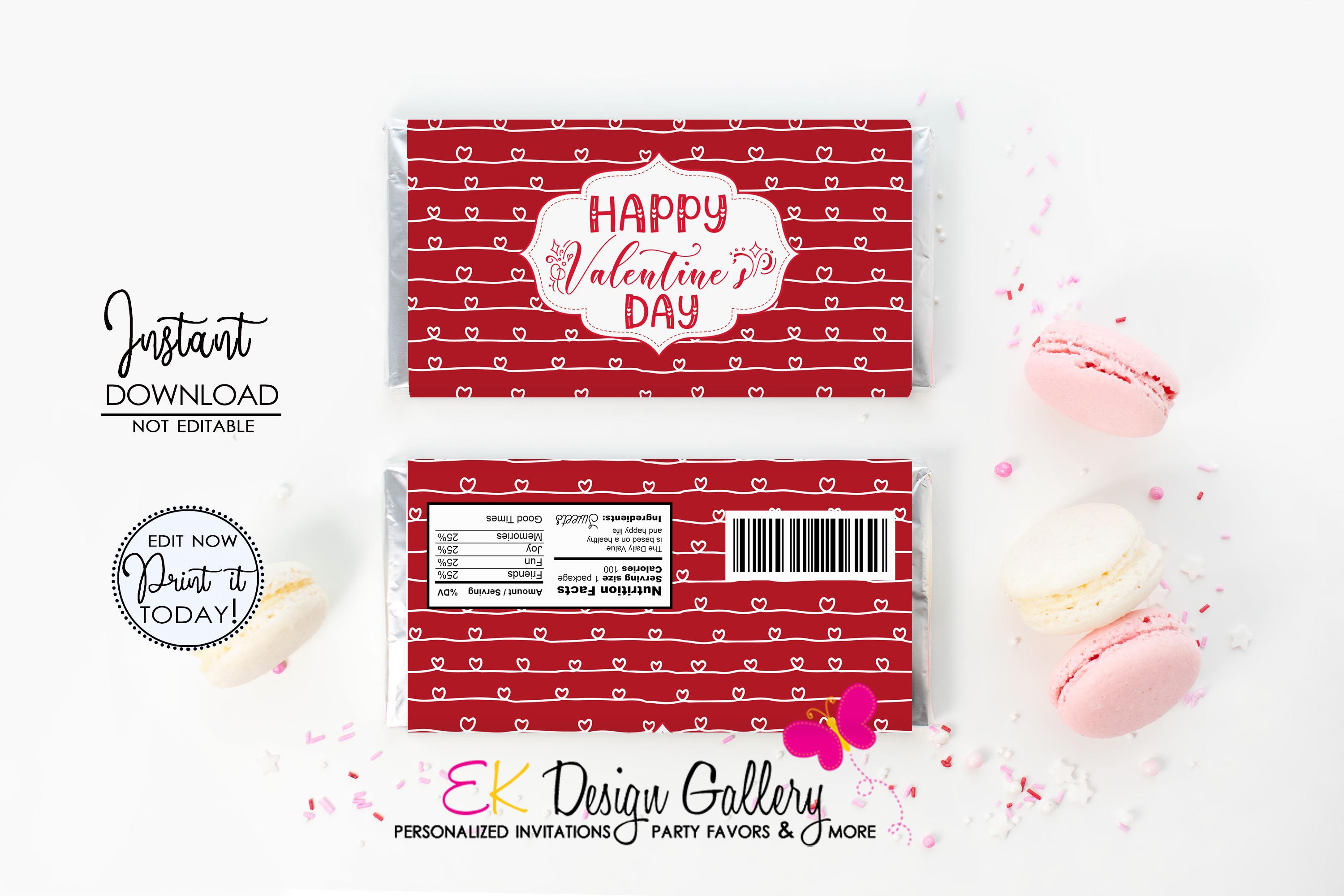 Valentines Day Candy Bar Wrapper, Classroom Exchange Valentines Treat ...