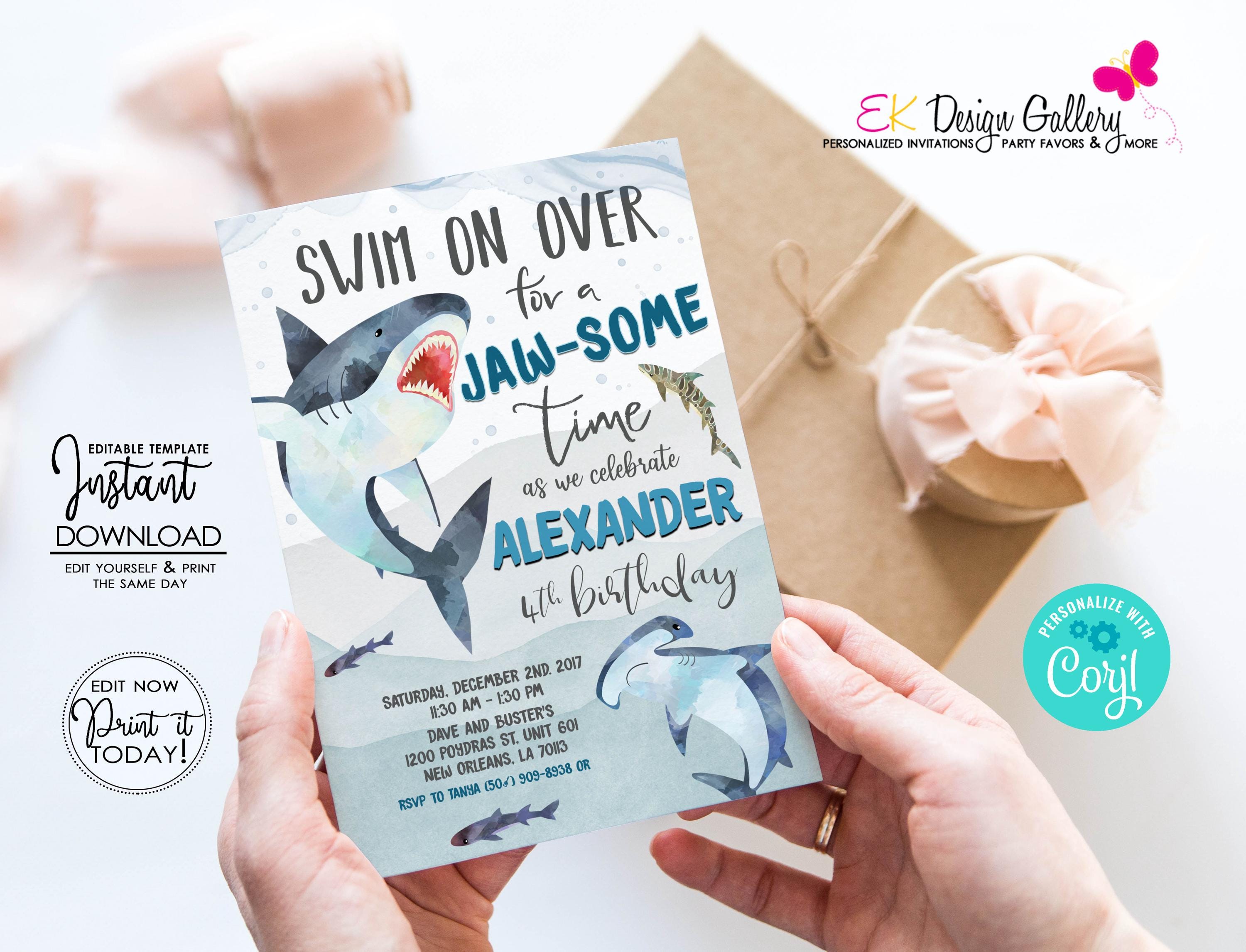 Editable Shark Chip Bag: Birthday Party Treat Favor (instant Download ...