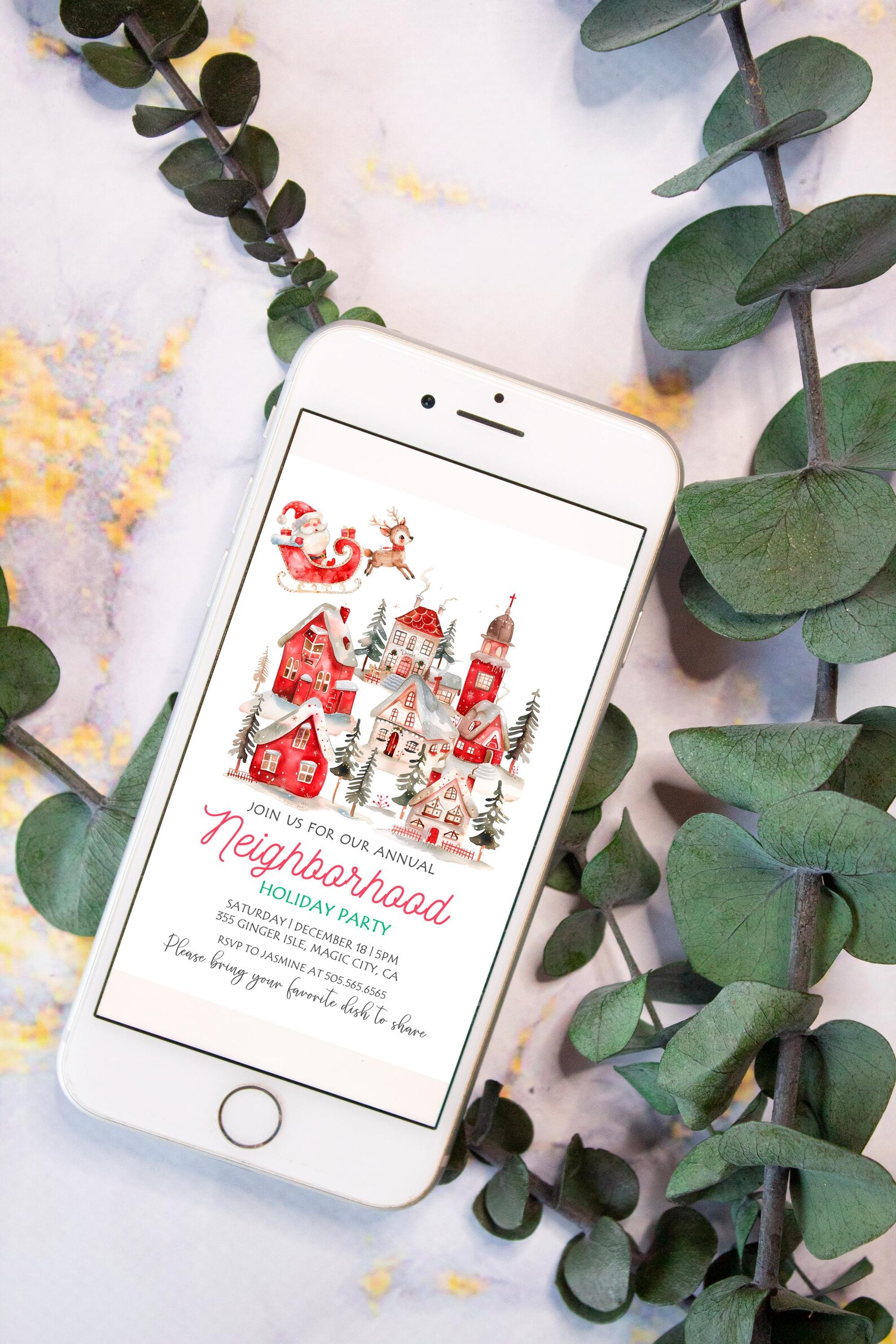 Neighborhood Christmas Party Invitation: Editable Holiday Block Party ...