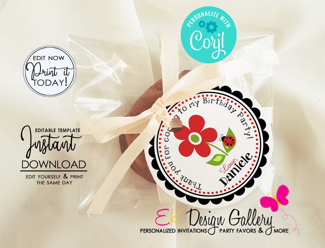 Editable Ladybug Gift Treats Tag Ladybug Cupcake Topper Ladybug Sticker ...