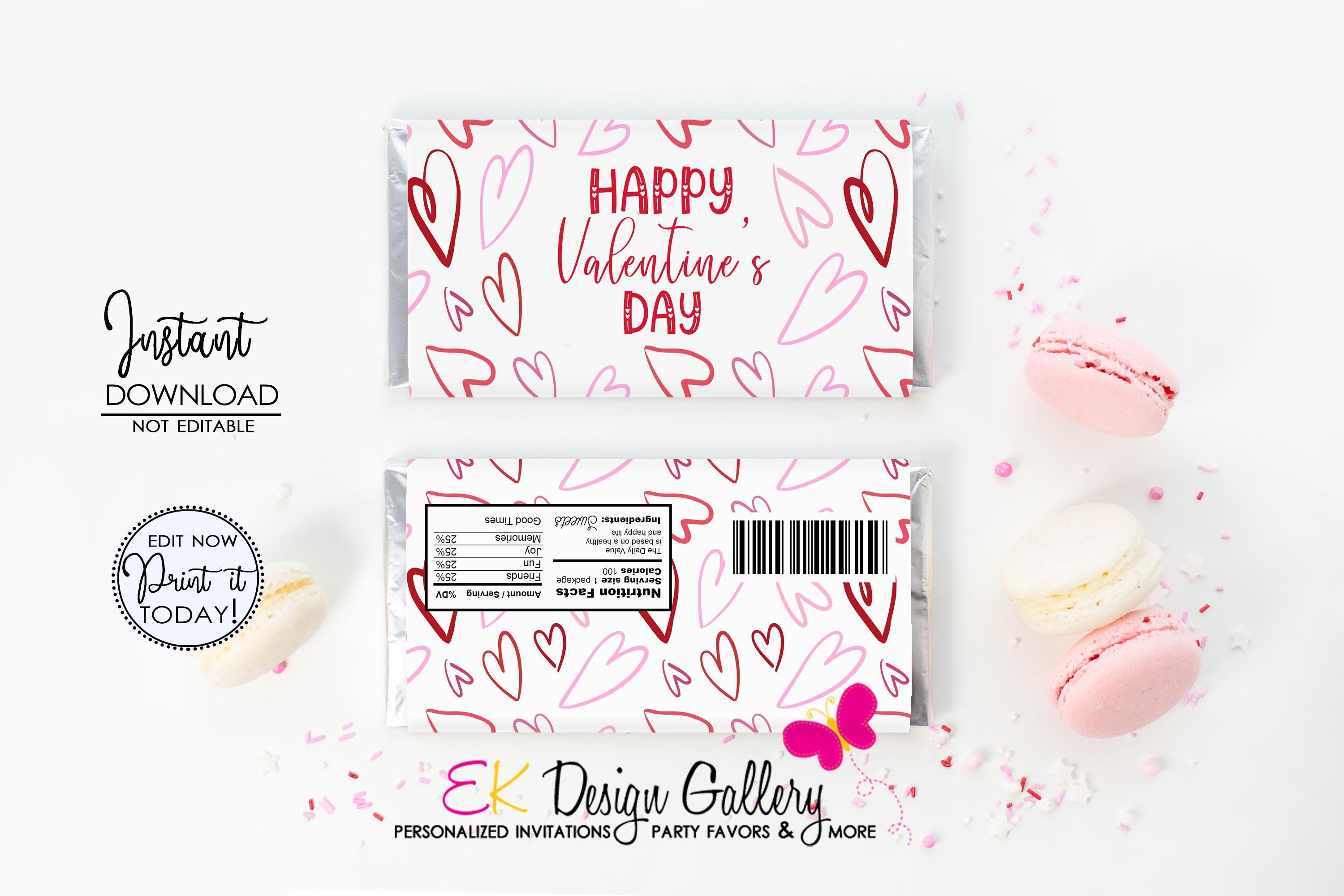 Valentine Hearts Chocolate Bar Wrapper, Classroom Exchange Valentine's ...
