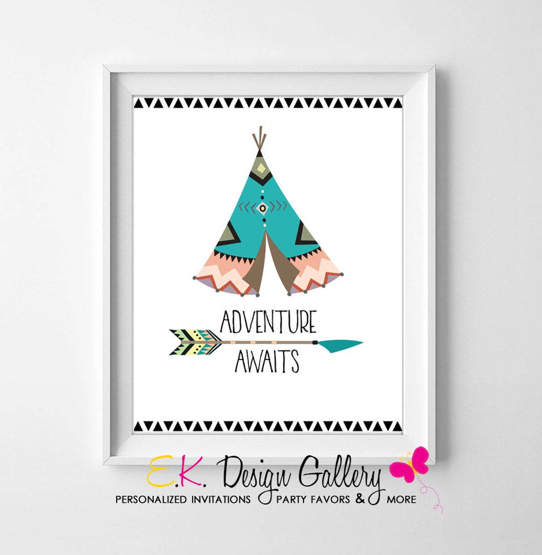 Boho Tribal Wall Decor 'adventure Awaits' Wall Art - Etsy