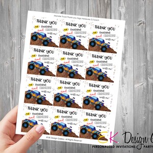 Monster Truck Thank You Tag, Monster Truck Birthday, Monster Truck ...