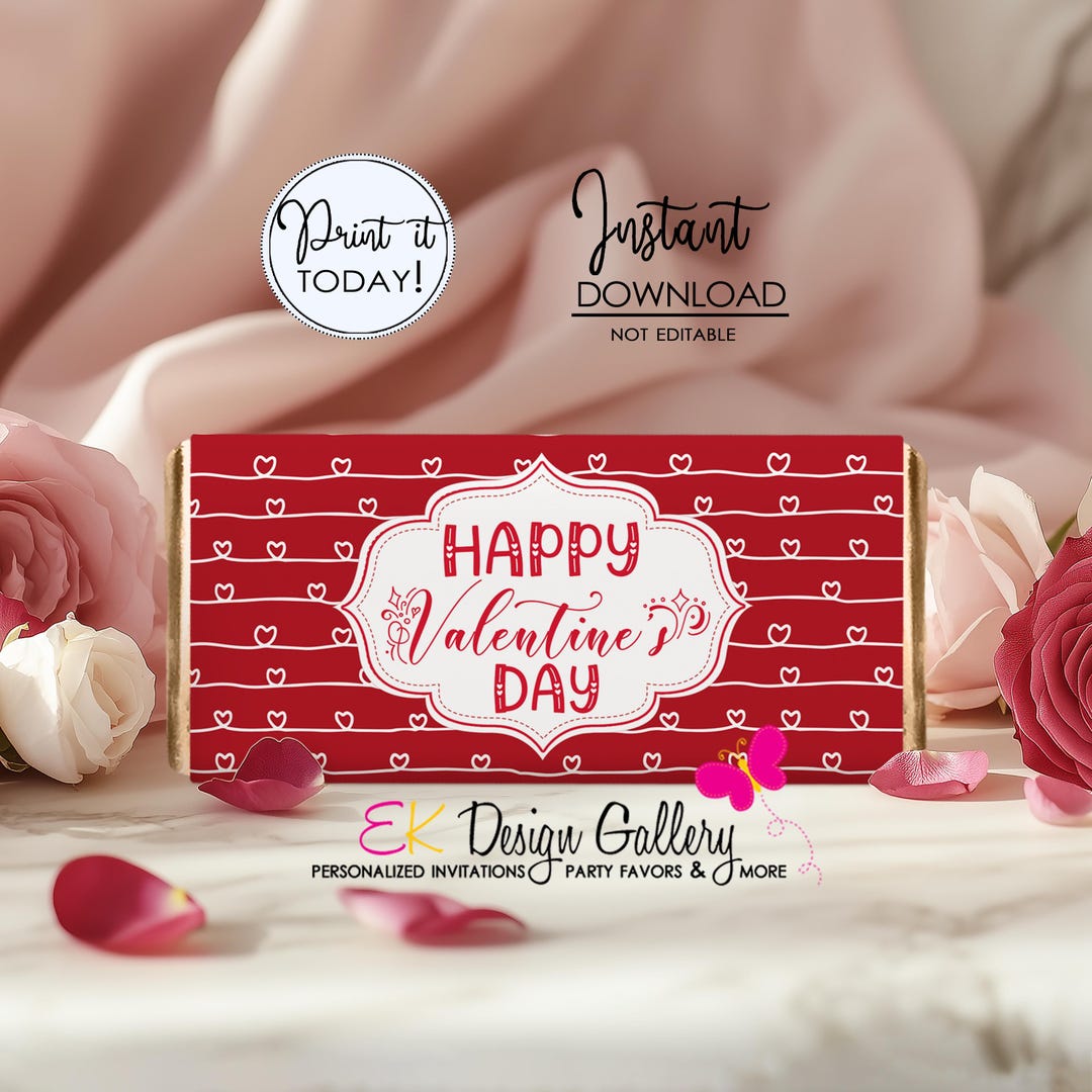 Valentines Day Candy Bar Wrapper, Classroom Exchange Valentines Treat ...