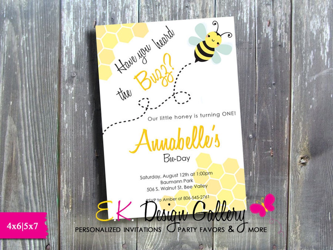 Bee Invitation, Bee Birthday Invitation, Bee Theme Invite, Bees ...