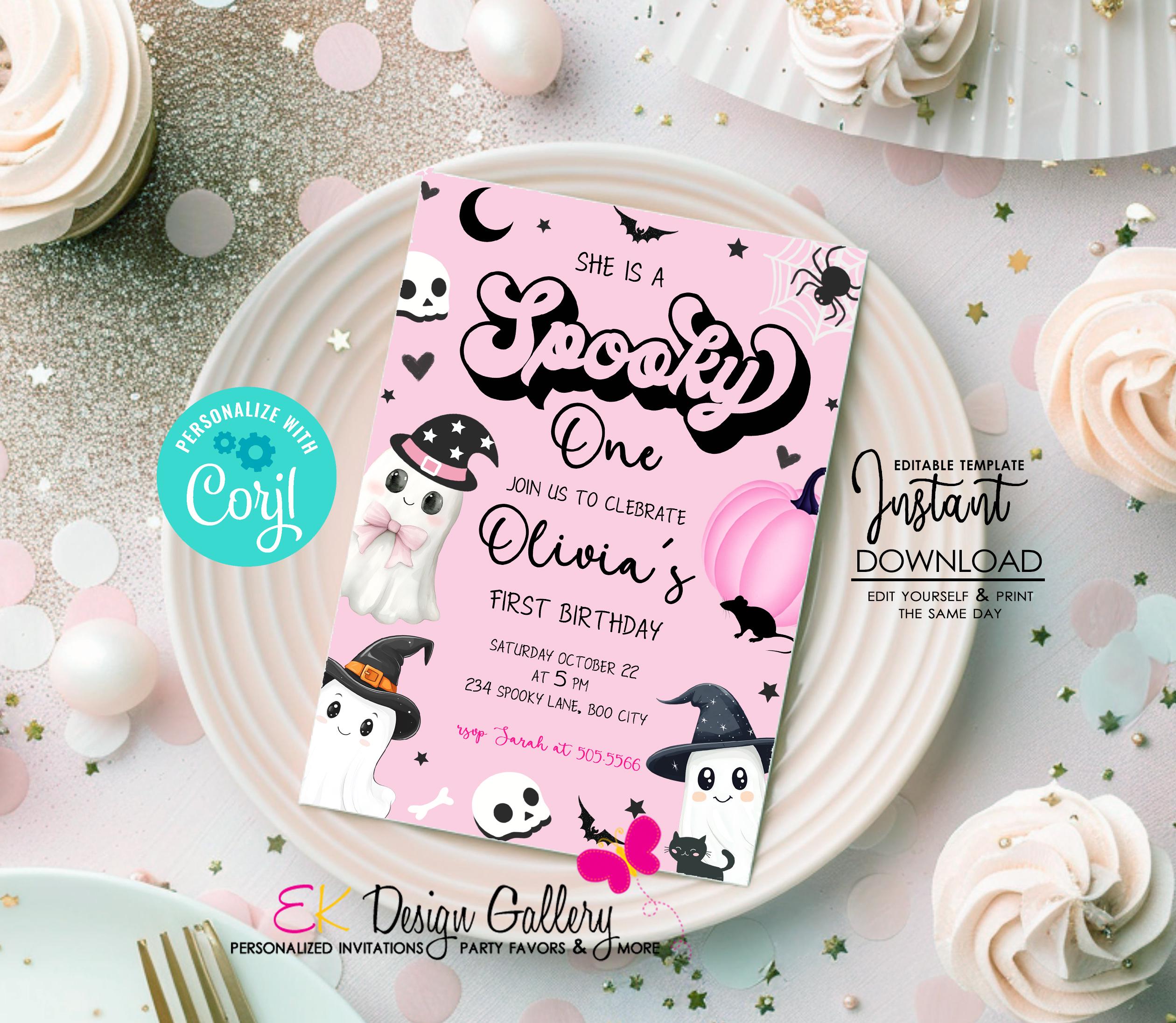 Editable Pink Halloween Candy Bar Wrapper: Spooky Birthday Party Favor ...
