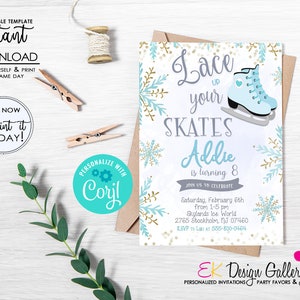 Ice Skating Invitation: Winter Birthday Invite (editable, Instant ...