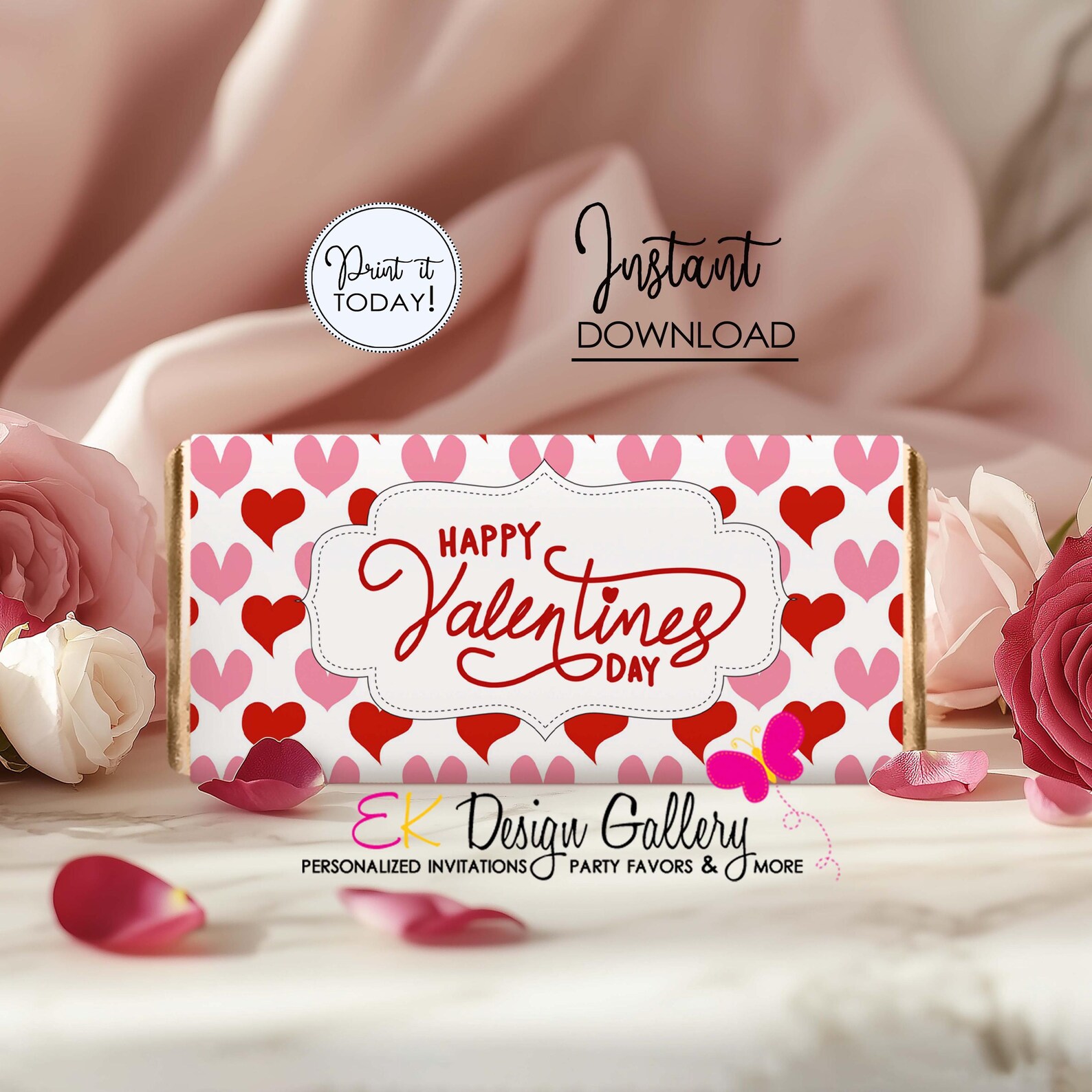 Valentine Hearts Chocolate Bar Wrapper, Classroom Exchange Valentine's ...