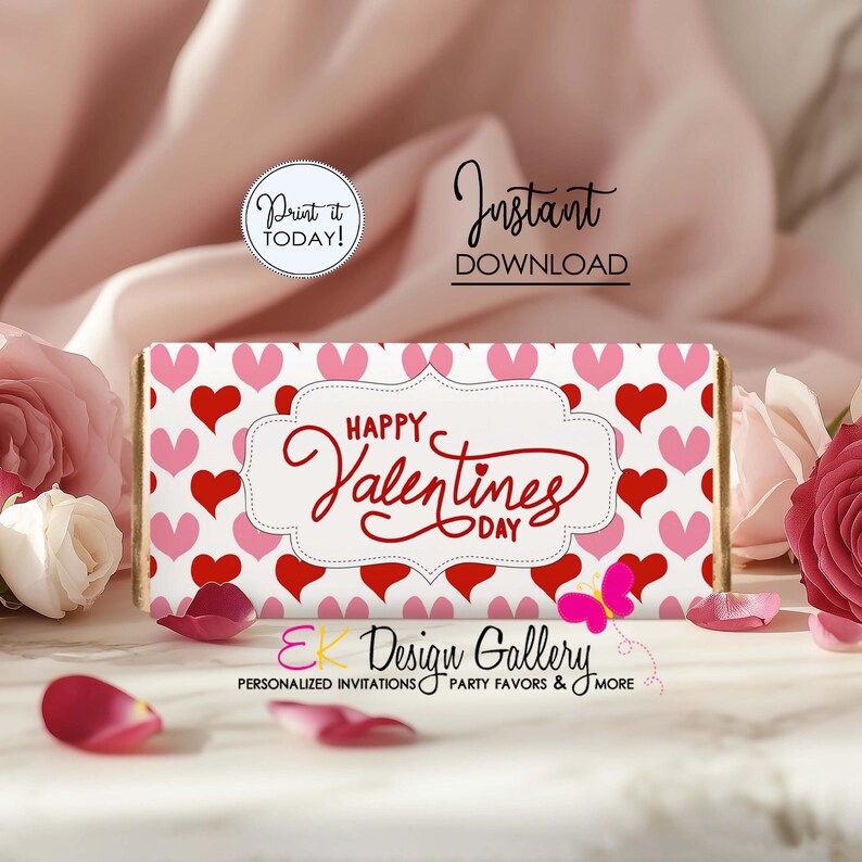 Valentine Hearts Chocolate Bar Wrapper, Classroom Exchange Valentine's ...
