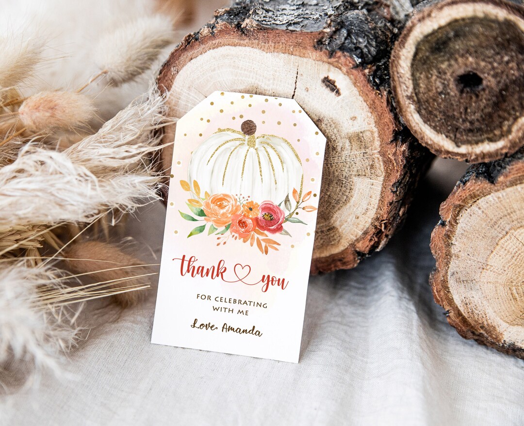 Fall Thank You Tag, Pumpkin Birthday Favor Label, Fall Party ...