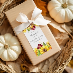 Floral Thanksgiving Gift Tag: Thankful for You Favor (digital Download ...