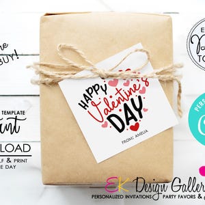 Happy Valentine's Day Heart Gift Tag Editable Valentines Gift Tag ...