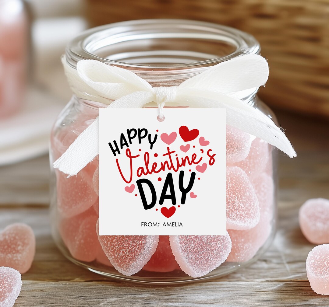 Editable Valentine's Day Treat Tag, Valentines Heart Gift Label ...