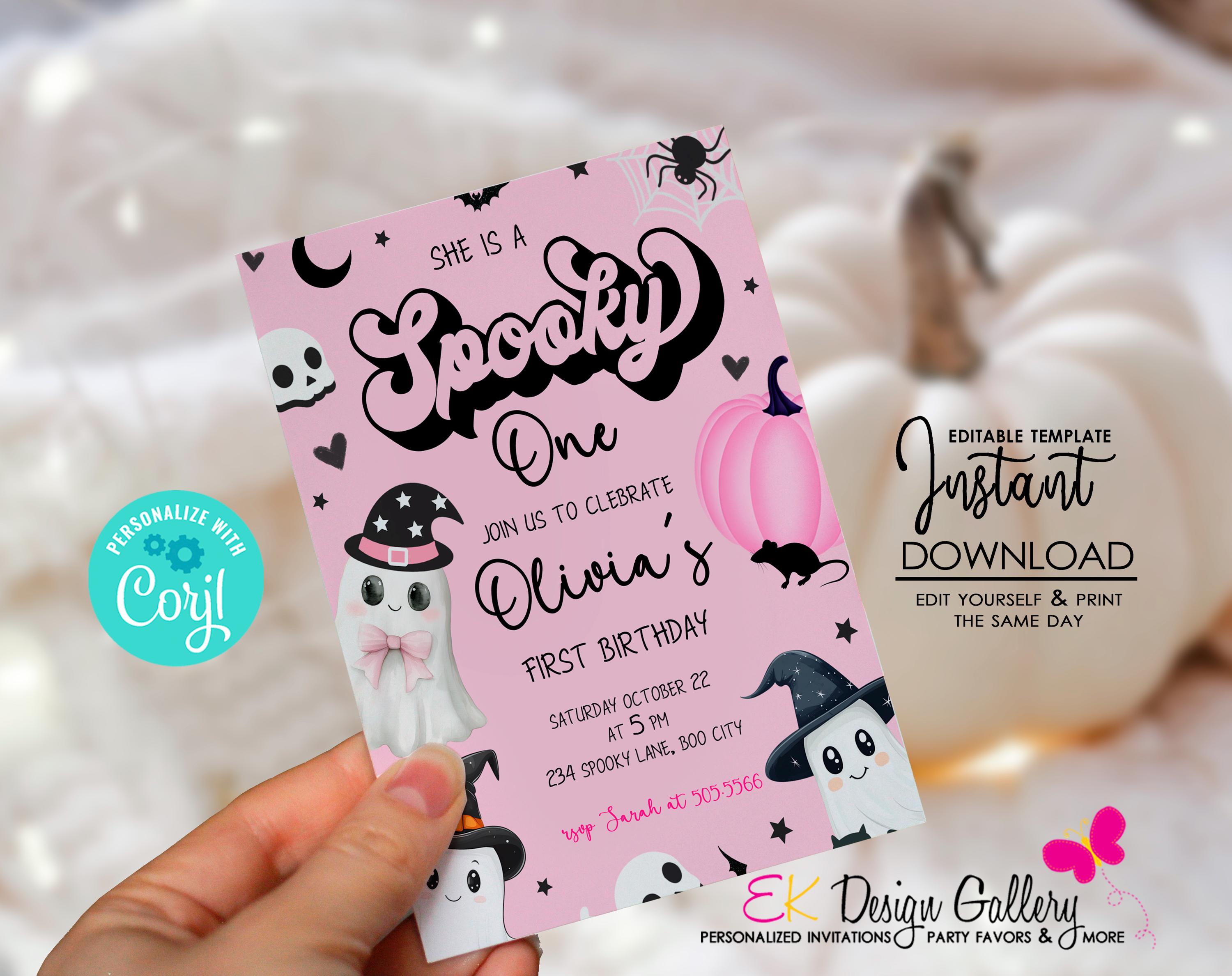 Editable Pink Halloween Candy Bar Wrapper: Spooky Birthday Party Favor ...