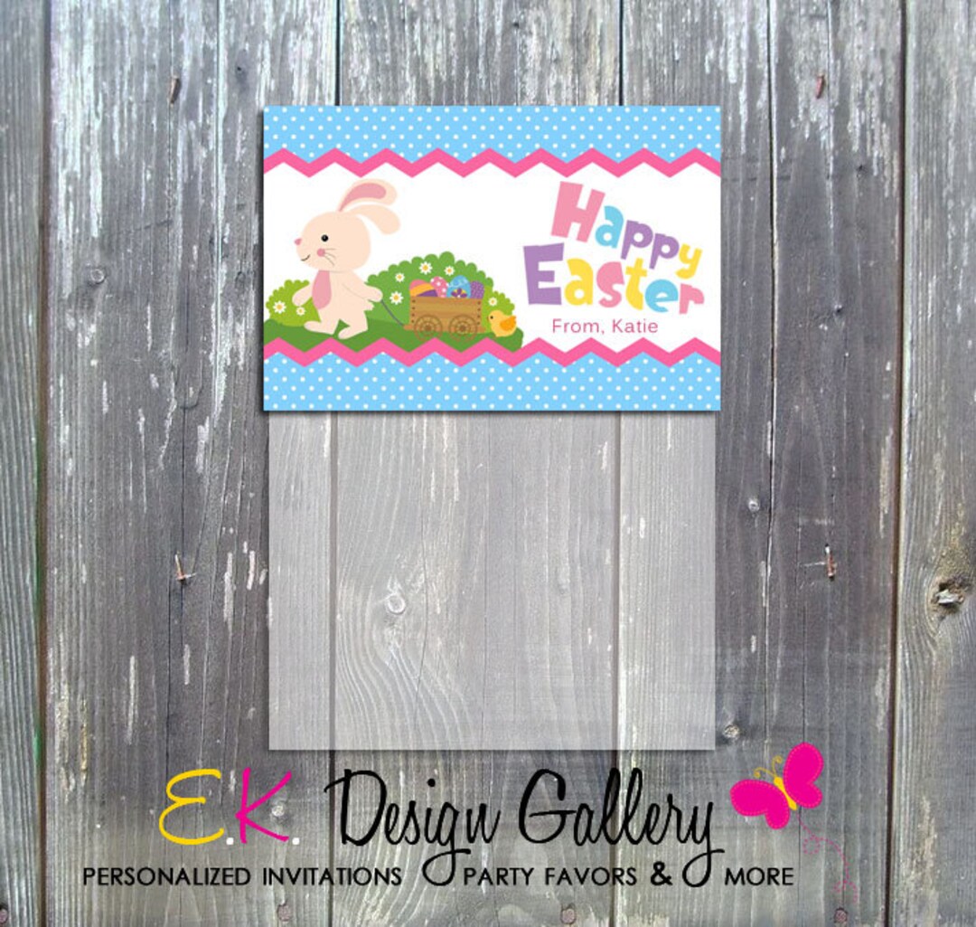 Happy Easter Bag Topper, Easter Bunny Treat Bag Cover, Personalized ...