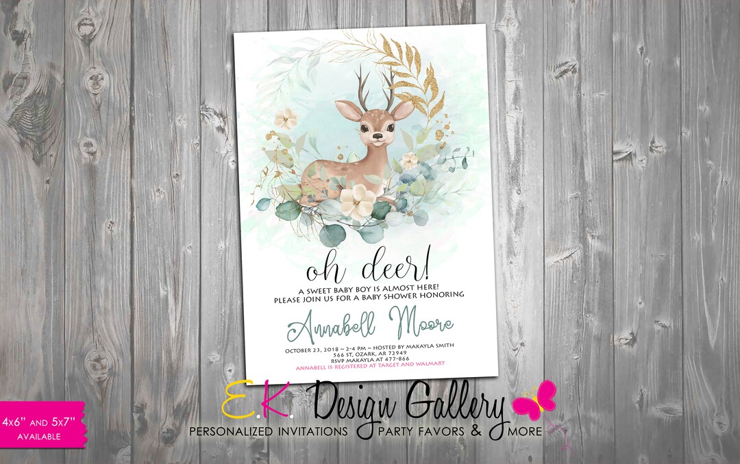 Personalized Oh Deer Its a Boy Baby Shower Invitation Baby Boy Deer ...