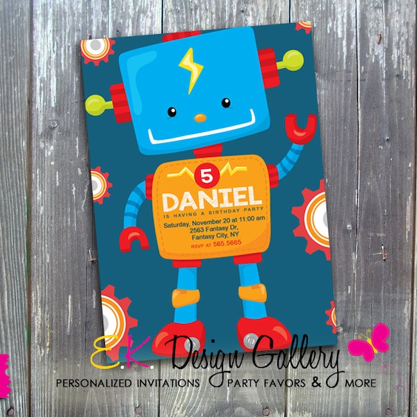 Robot Invitation - Etsy