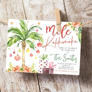 Mele Kalikimaka Christmas Invitation: Tropical Palm Tree Invite ...