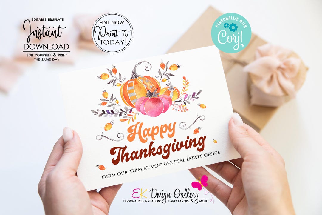 Happy Thanksgiving Card, Giving Thanks Appreciation Note, Floral ...