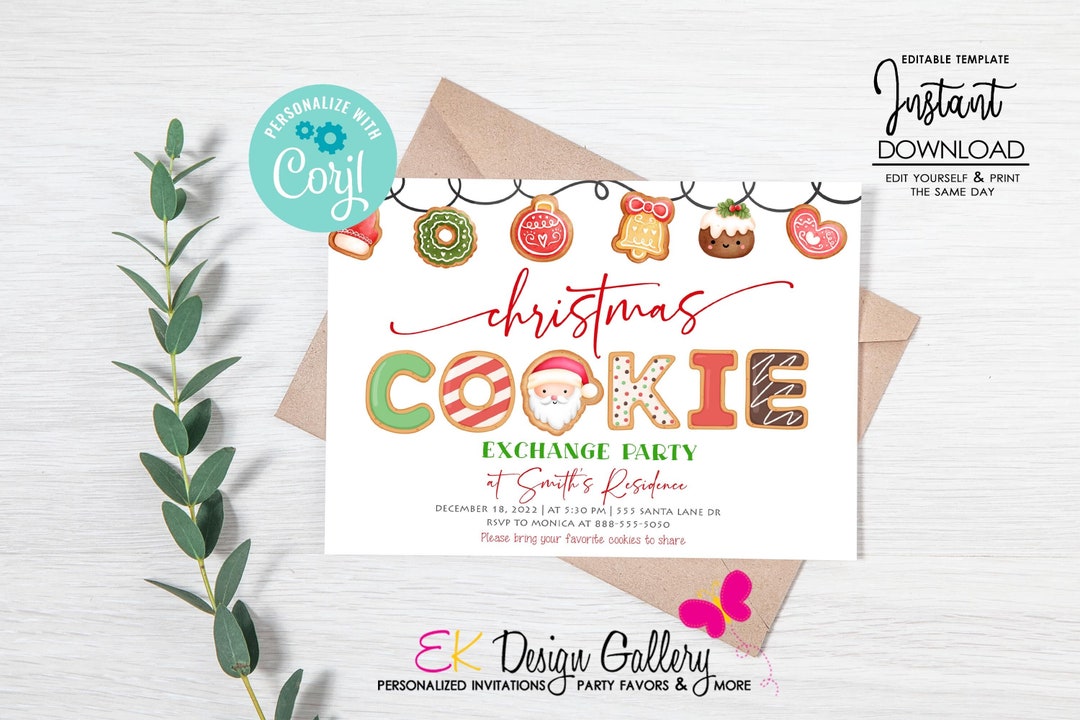 Christmas Cookie Exchange Party Invitation, Cookie Exchange Invite ...