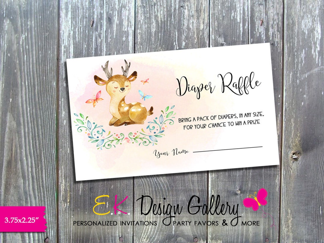 Deer Baby Shower Insert Diaper Raffle Card Baby Deer Diaper - Etsy