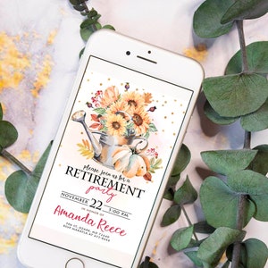 Fall Retirement Party Invitation: Sunflower & Pumpkin Invite (editable ...