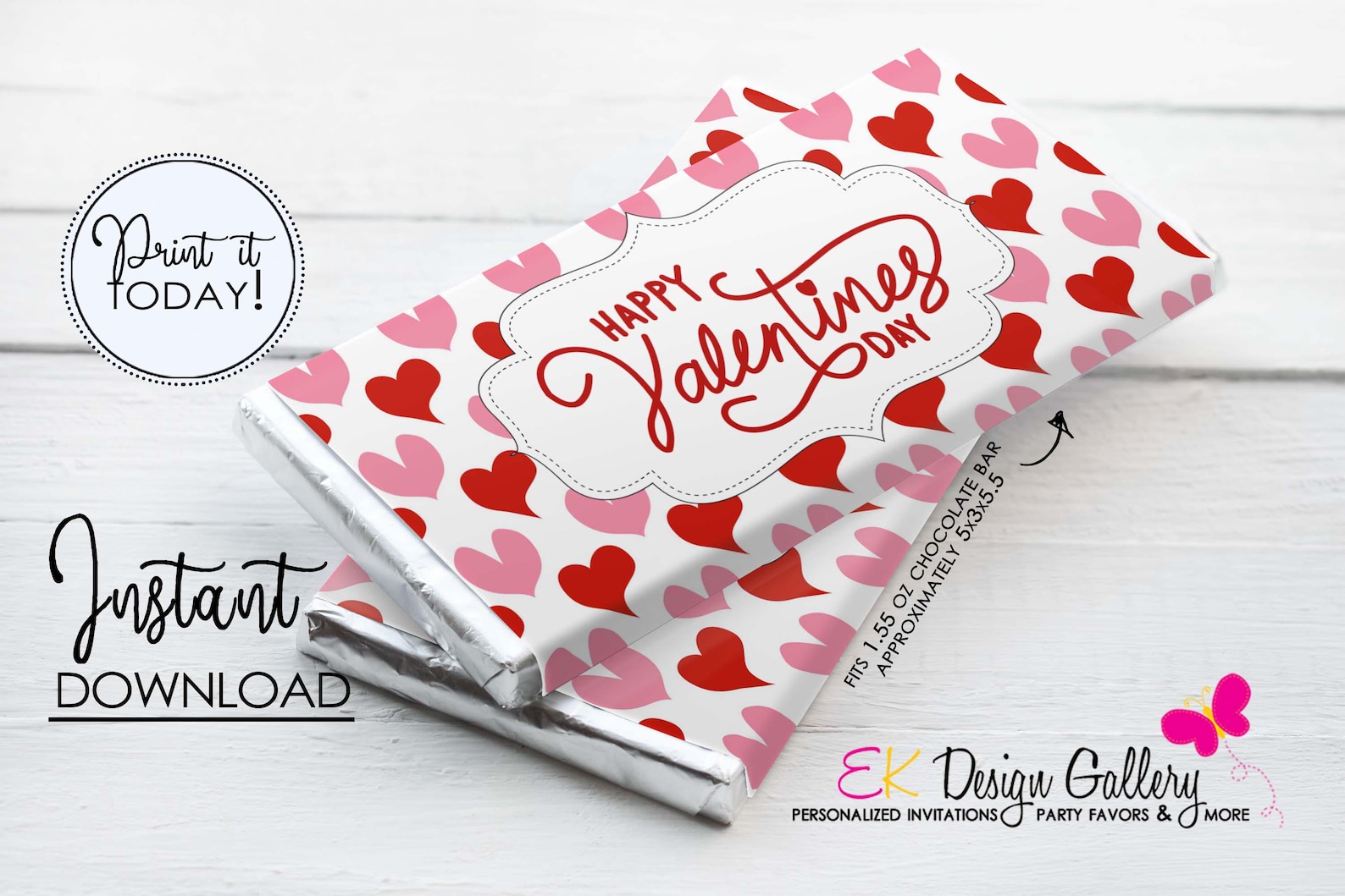Valentine Hearts Chocolate Bar Wrapper, Classroom Exchange Valentine's ...