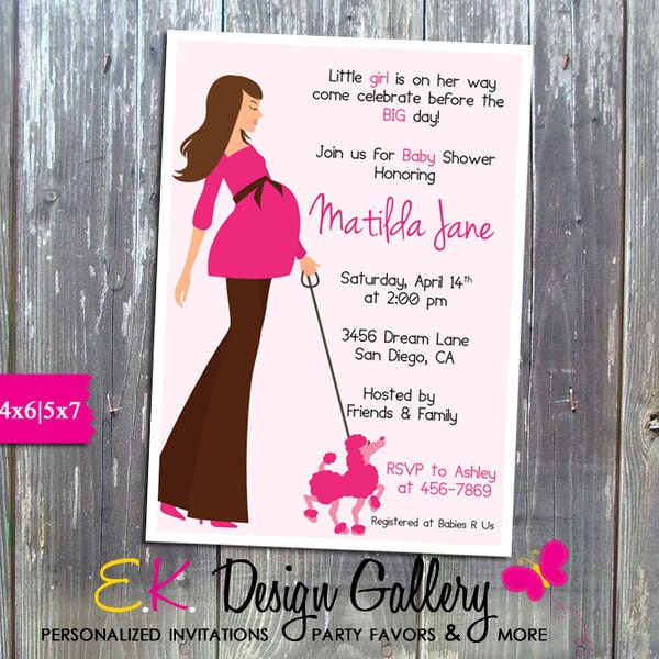 Pregnant Girl Invite - Etsy