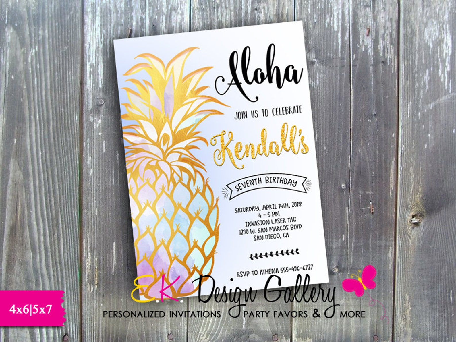 Pineapple Invitation Island Style Invitation Hawaiian Style | Etsy