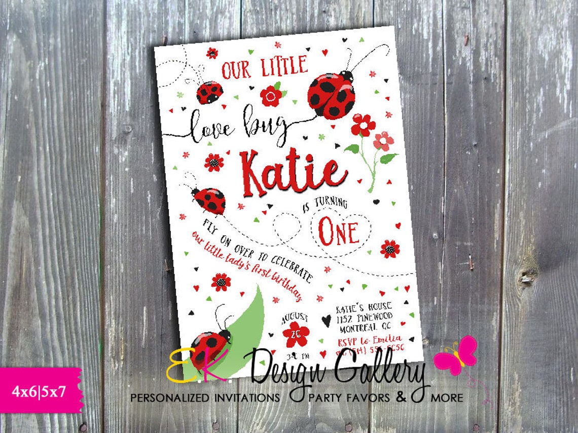 Ladybug Invitation Lady Bug Birthday Party Invite Ladybug | Etsy