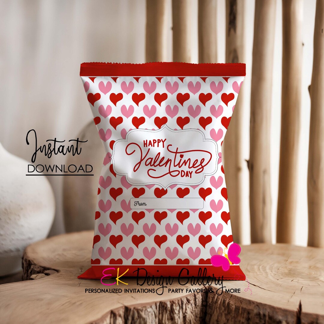 Valentine's Day Chip Bag: Classroom Exchange Treat Favor Bag I (instant ...