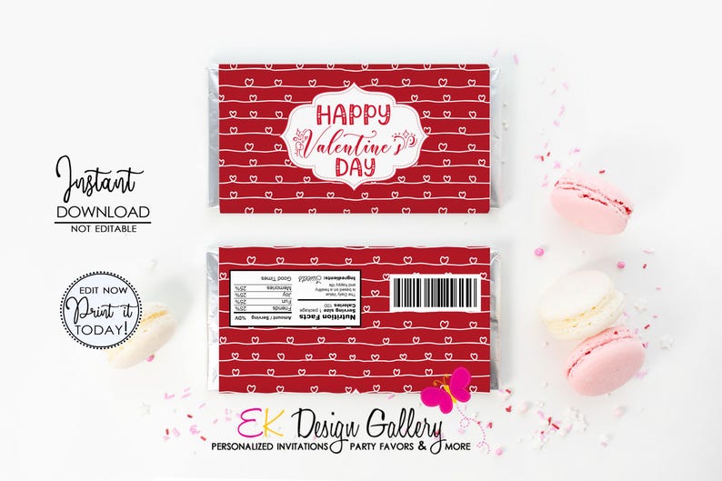 Valentines Day Candy Bar Wrapper, Classroom Exchange Valentines Treat ...