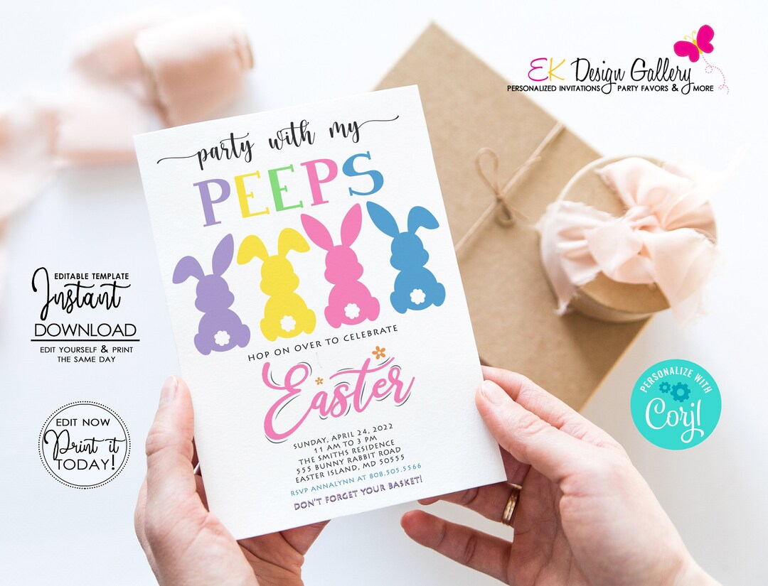 Easter Peeps Party Invitation Easter Egg Hunt Invite Easter Celebration ...