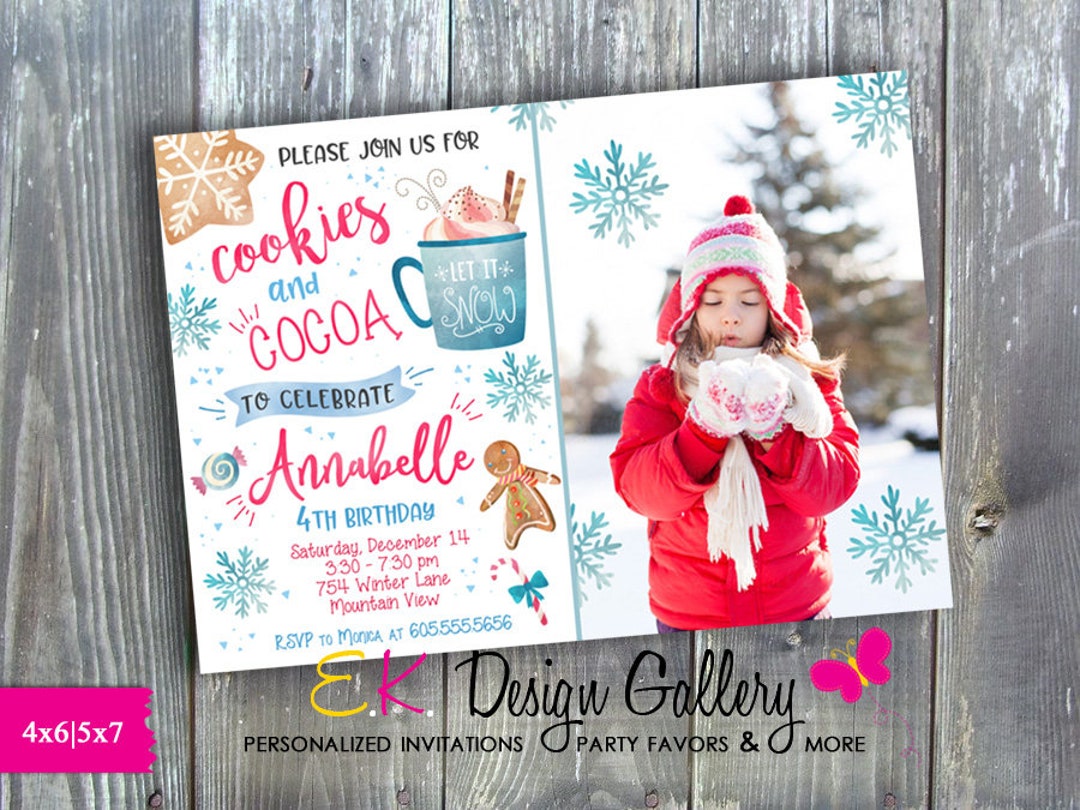 Cookies and Cocoa Invitation, Christmas Birthday Party, Cookie and ...