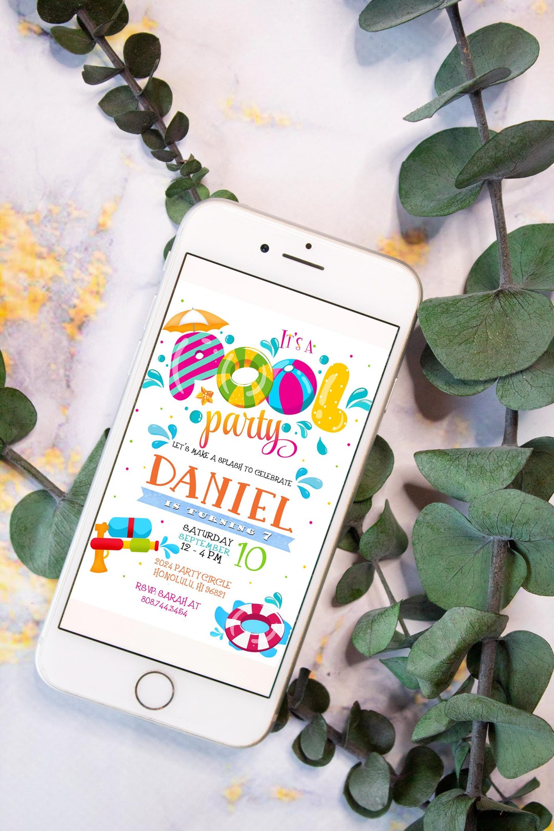 Personalized Pool Party Invitation: Summer Birthday Invite (digital ...